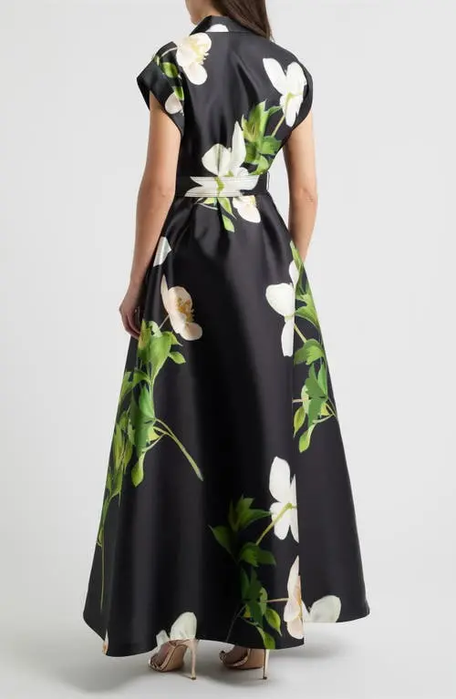 Julia Jordan Belted Floral Mikado Shirtdress