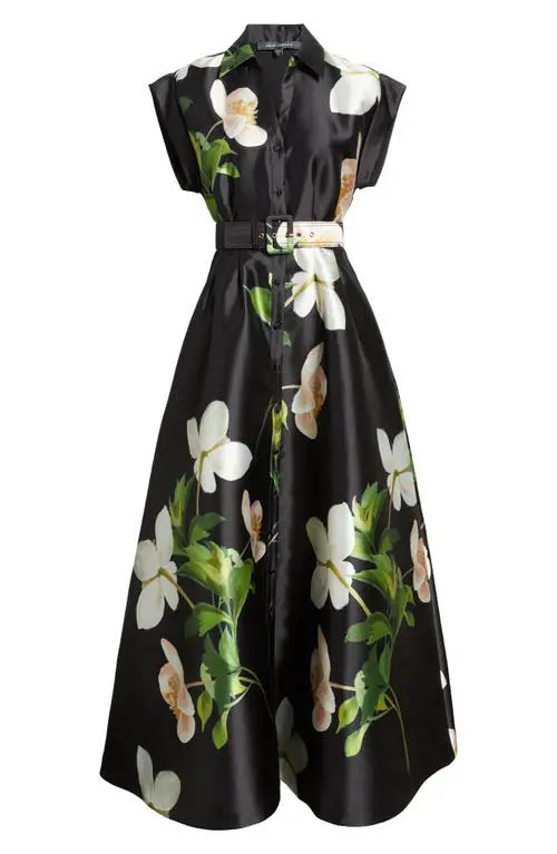 Julia Jordan Belted Floral Mikado Shirtdress