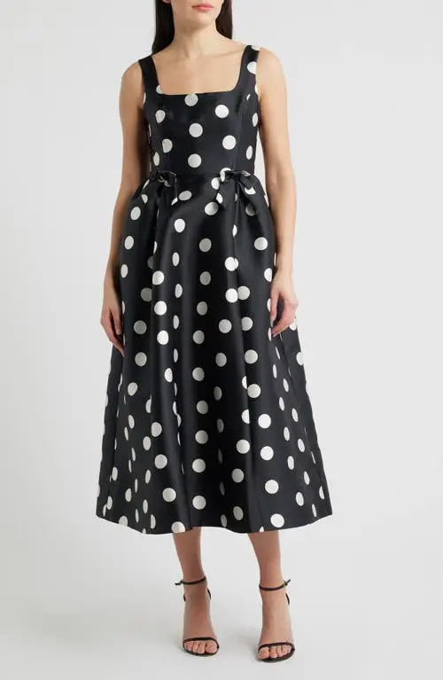 Julia Jordan Polka Dot Bow Detail Midi Dress