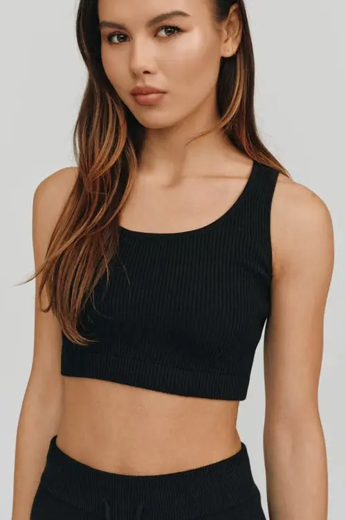 KATHRYN MCCARRON Bardot Cropped Tank - Black