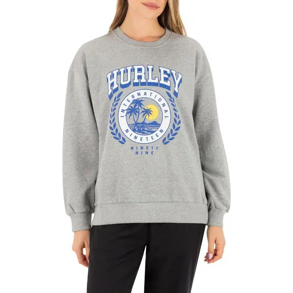 Hurley Academy Oversize Logo Sweatshirt - Grey Heather