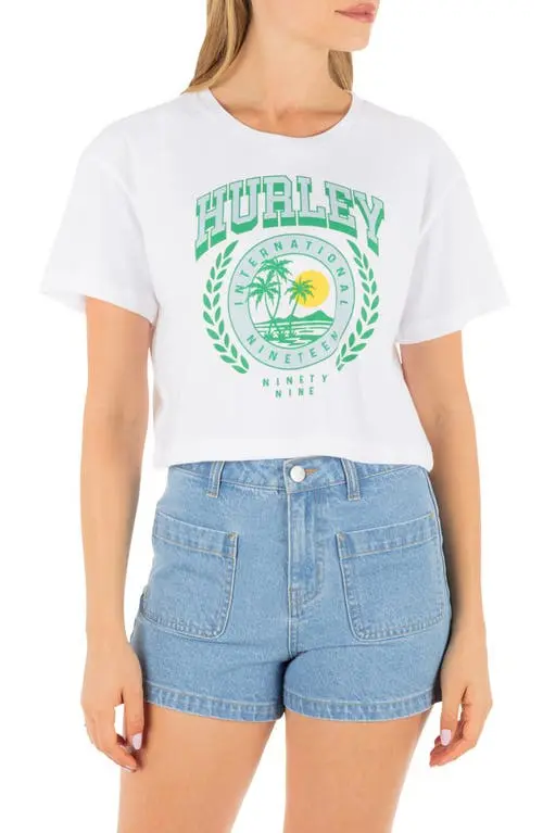 Hurley Academy Graphic Boxy Crop T-shirt - White