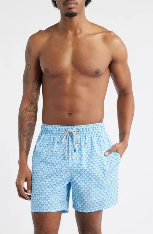 VINTAGE SUMMER Printed Stretch Volley Swim Trunks