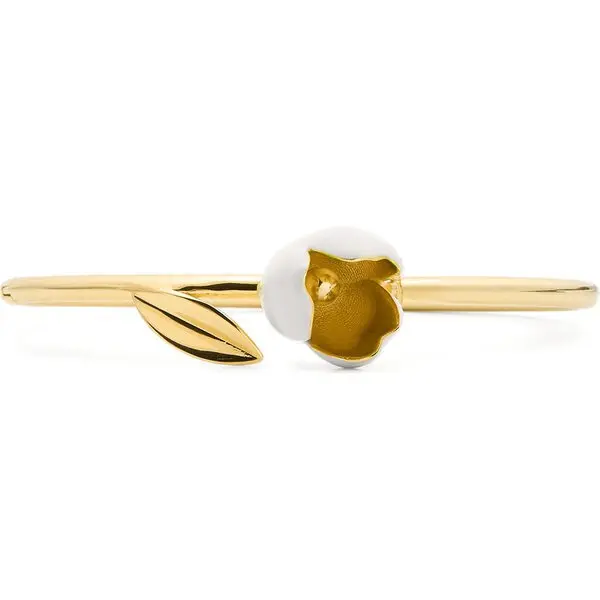 Kate Spade New York Golden Bloom Flower Bangle Bracelet - White.