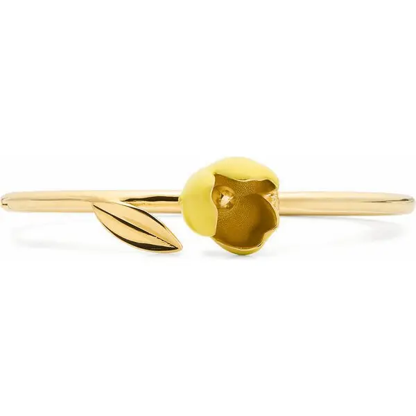 Kate Spade New York Golden Bloom Flower Bangle Bracelet - Yellow.