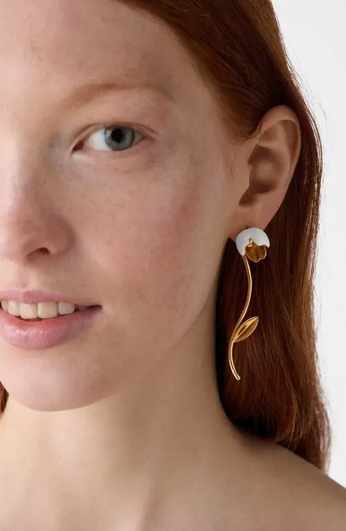 Kate Spade New York Floral Statement Drop Earrings - White.