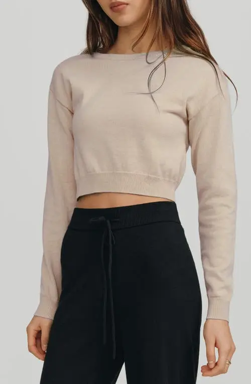 KATHRYN MCCARRON Astrid Long Sleeve Crop Sweater - Camel