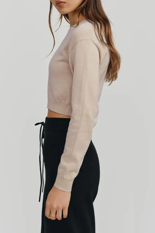 KATHRYN MCCARRON Astrid Long Sleeve Crop Sweater - Camel