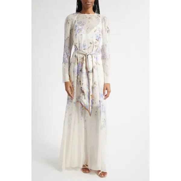 Zimmermann Luna Long Sleeve Maxi Dress - Blue Songbird
