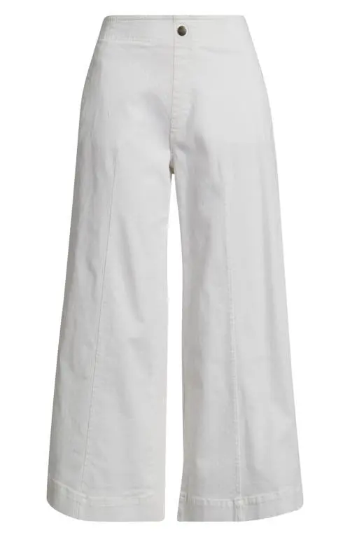Hue Fine Lines Crop Wide Leg Pull-on Pants - White