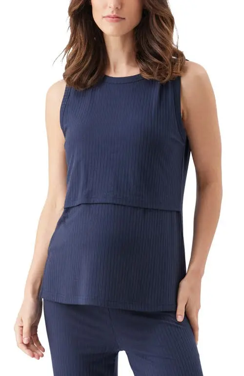 RIPE MATERNITY Rib Nursing Tank - Navy