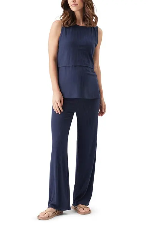 RIPE MATERNITY Rib Nursing Tank - Navy