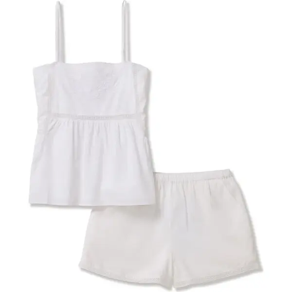 PETITE PLUME Luna Cotton Voile Short Pajamas - White