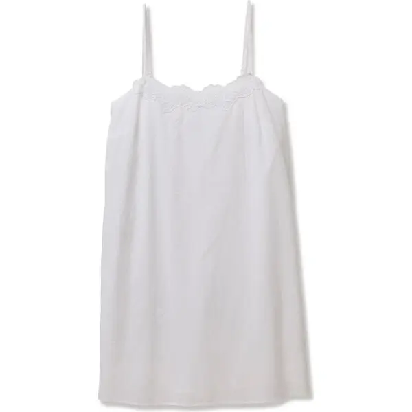 PETITE PLUME Fleur Cotton Voile Slip Nightgown - White