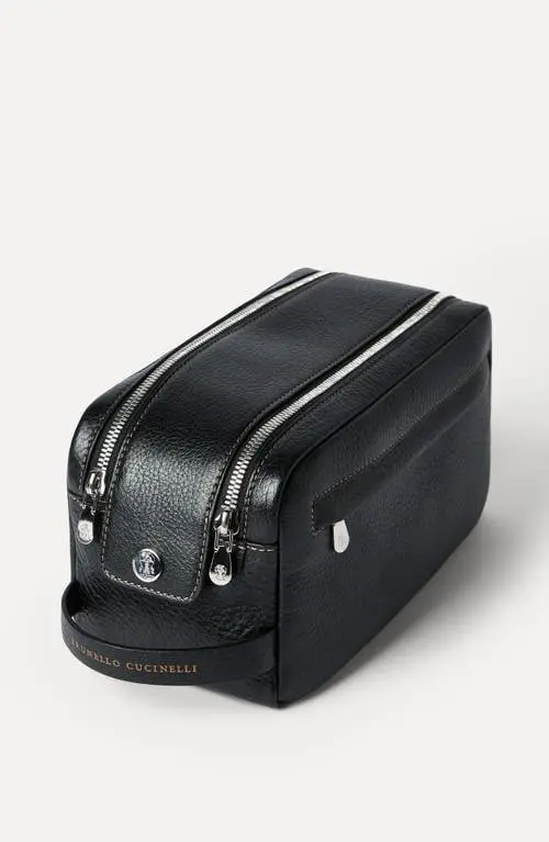 Brunello Cucinelli Grained Calfskin Beauty Case - Black