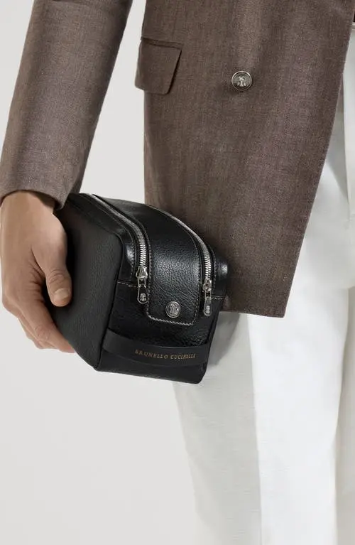 Brunello Cucinelli Grained Calfskin Beauty Case - Black