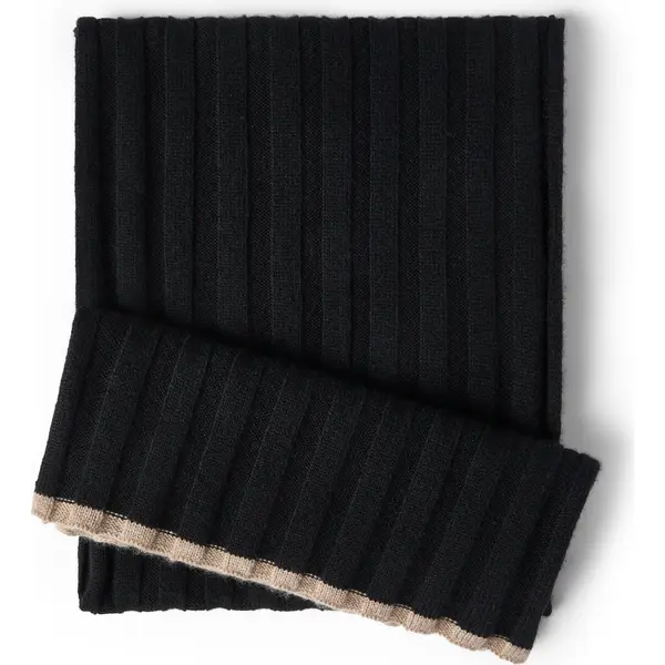 Brunello Cucinelli Cashmere Rib Knit Scarf - Black