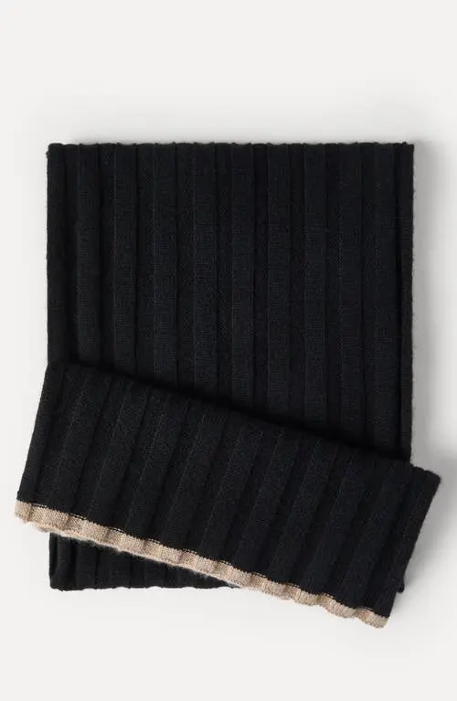 Brunello Cucinelli Cashmere Rib Knit Scarf - Black