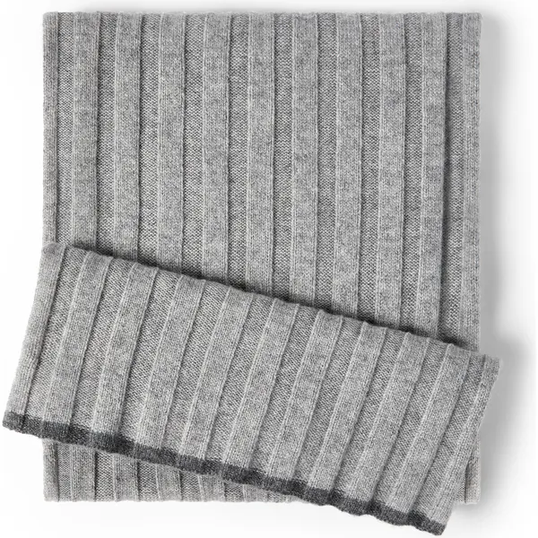 Brunello Cucinelli Cashmere Rib Knit Scarf - Light Grey