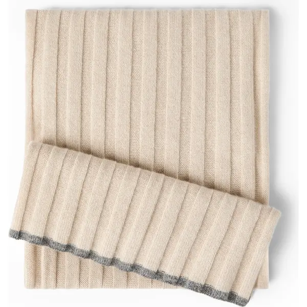 Brunello Cucinelli Cashmere Rib Knit Scarf - Sand