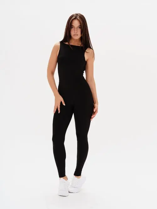 REVYVE ACTIVE Boatneck Jumpsuit - Black