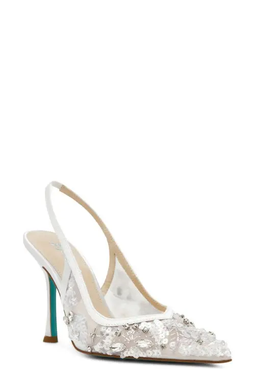Betsey Johnson Eddie Pointed Toe Slingback Pump - Ivory Multi