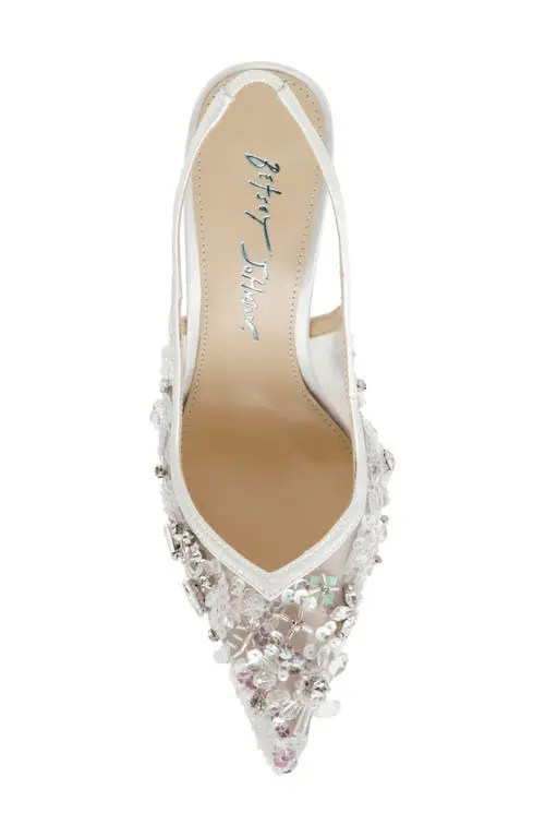 Betsey Johnson Eddie Pointed Toe Slingback Pump - Ivory Multi
