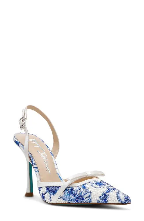 Betsey Johnson Roza Slingback Pumps - White/blue Floral