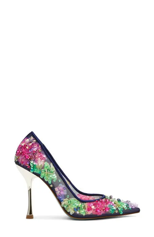 Betsey Johnson Netta Pointed Toe Pump - Navy Multi