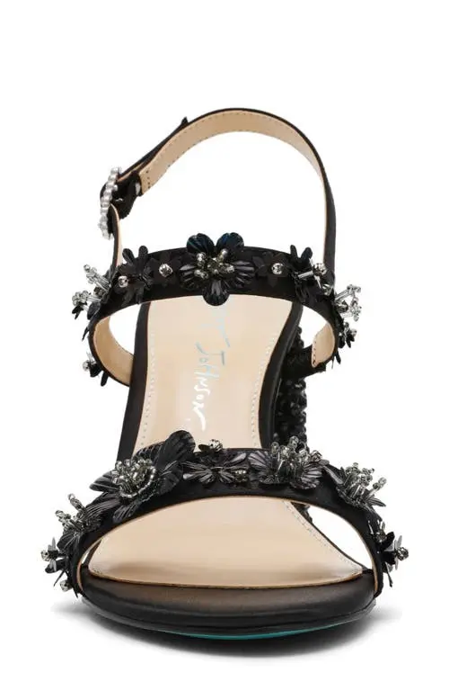 Betsey Johnson Drue Rhinestone Heel Sandals - Black