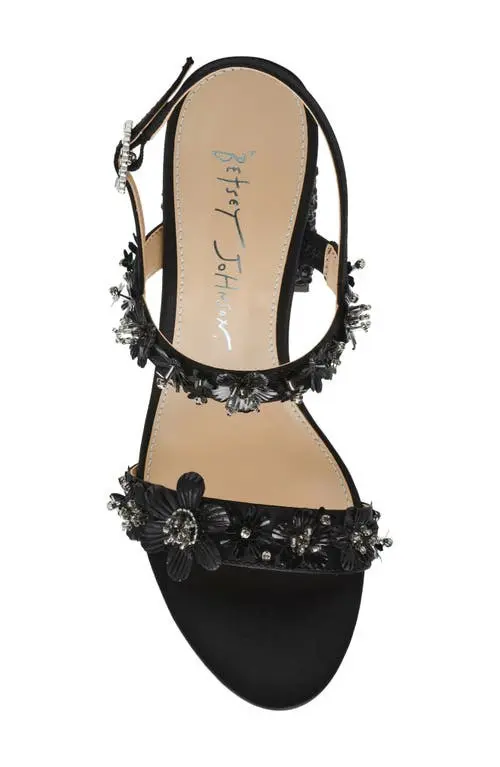 Betsey Johnson Drue Rhinestone Heel Sandals - Black