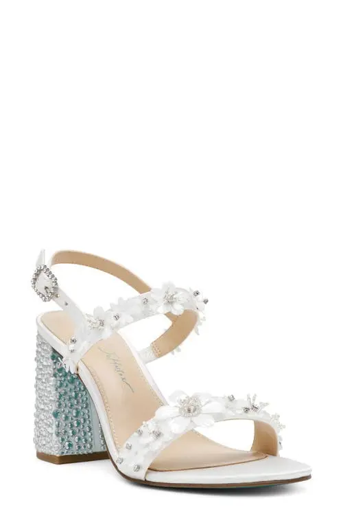 Betsey Johnson Drue Rhinestone Heel Sandals - Ivory