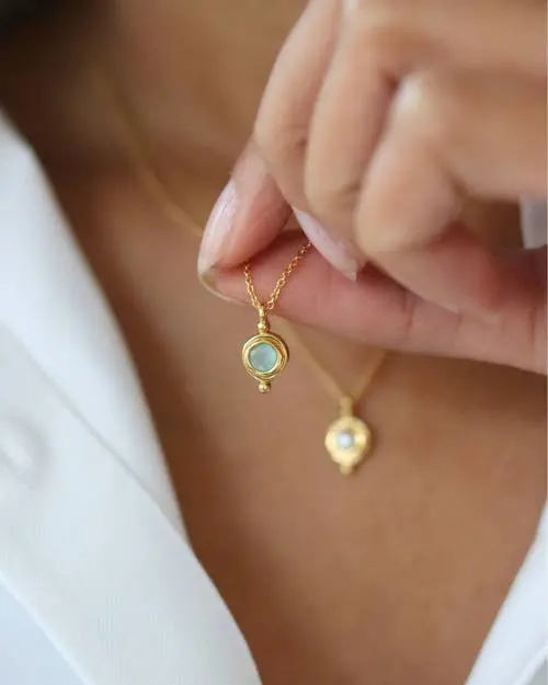 OTTOMAN HANDS Birthstone Pendant Necklace - March