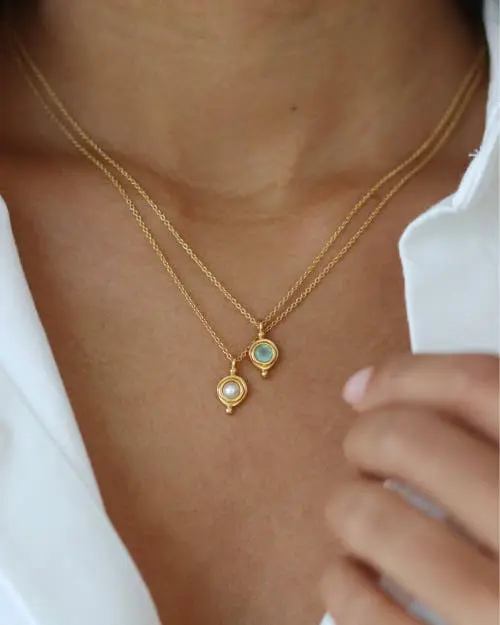 OTTOMAN HANDS Birthstone Pendant Necklace - March