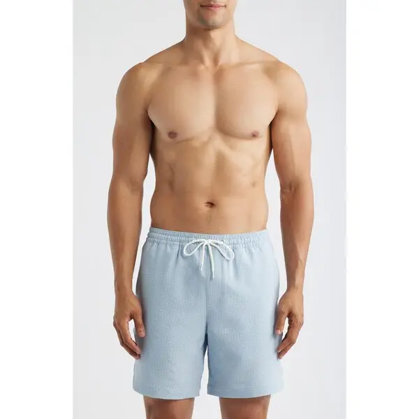 Nordstrom 7-inch Seersucker Swim Trunks - Blue Celestial
