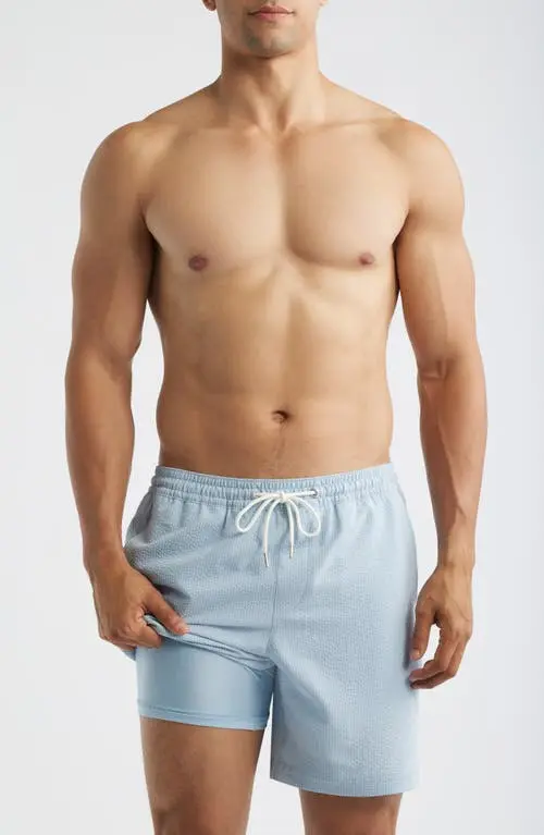 Nordstrom 7-inch Seersucker Swim Trunks - Blue Celestial