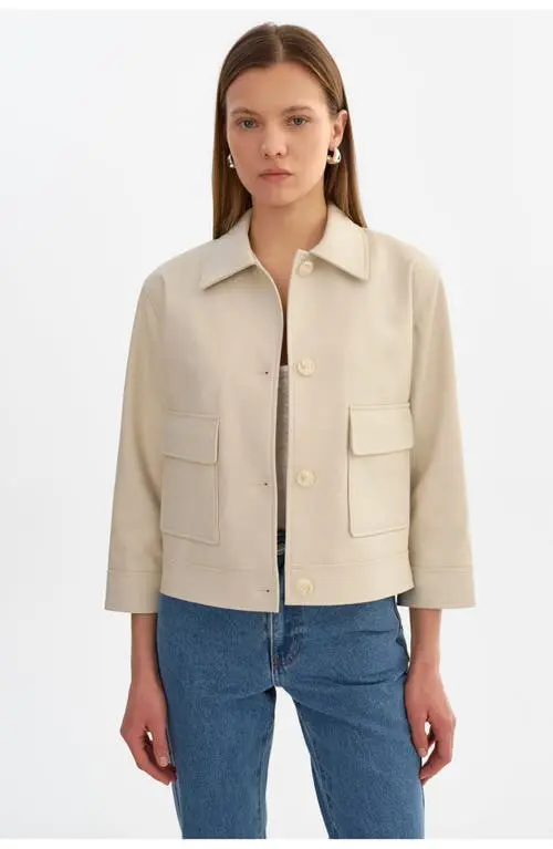 LAMARQUE Elara Faux Leather Jacket - Bone