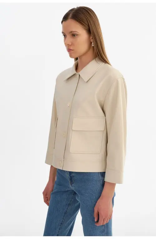 LAMARQUE Elara Faux Leather Jacket - Bone