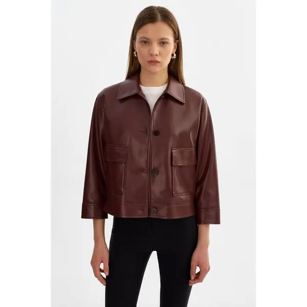 LAMARQUE Elara | Faux Leather Jacket - Wax Brown