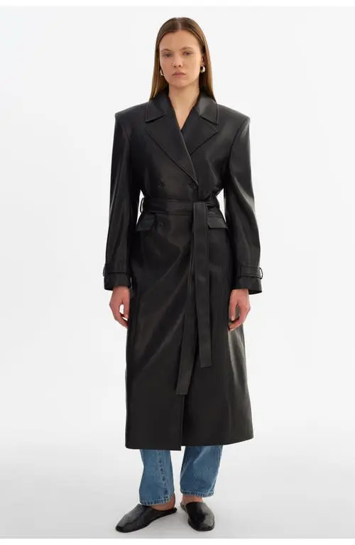 LAMARQUE Iolanthe Faux Leather Trench Coat - Black