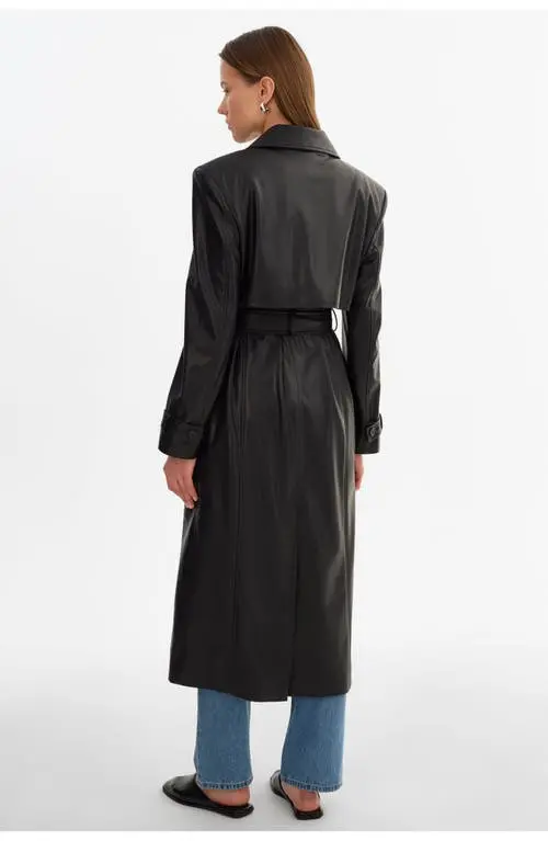 LAMARQUE Iolanthe Faux Leather Trench Coat - Black