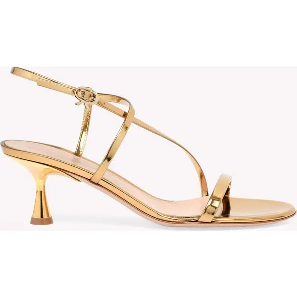GIANVITO ROSSI Ascent 55 Sandal - Gold Calf Leather