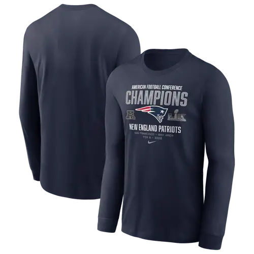 Nike New England Patriots 2025 Afc Champions Team Nation Long Sleeve T-shirt - Navy