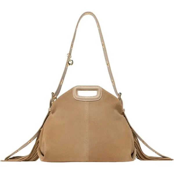Maje Suede Miss M Bag - Cappucino