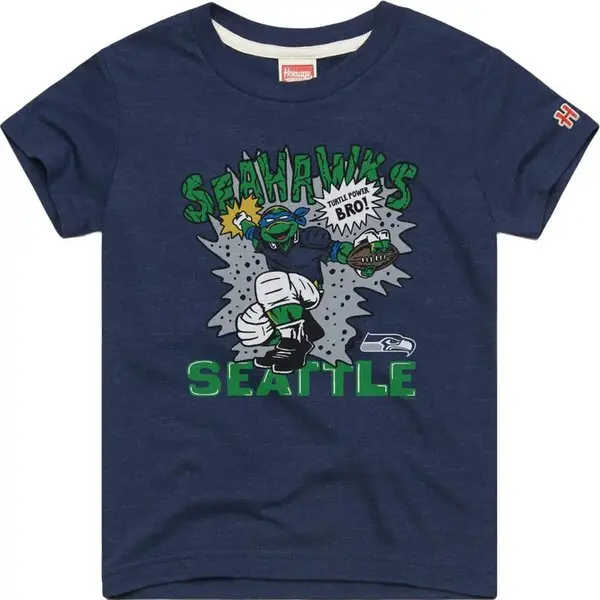 HOMAGE Youth Leonardo Seattle Seahawks Tmnt Tri-blend T-shirt - College Navy