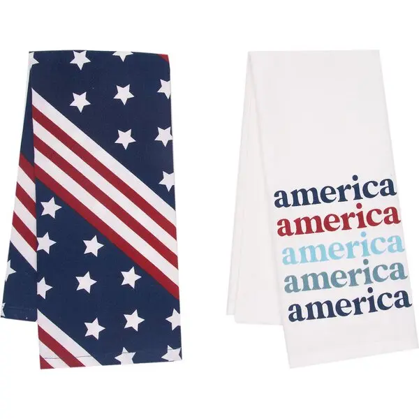 C&F HOME America Star Patriotic 100% Cotton Set Of 2 Handtowels - Blue