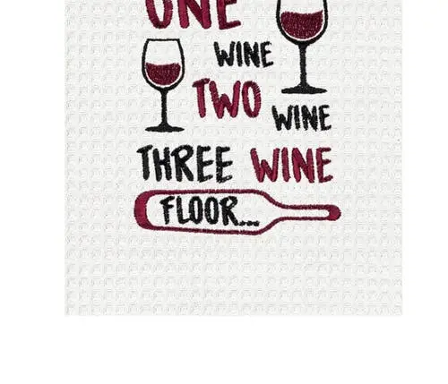 C&F HOME One Wine Two Wine Three Wine" Waffle Weave Dishtowel
