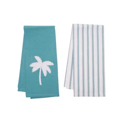 C&F HOME Coastal Tufted Striped Towels Set Of 2 - Green