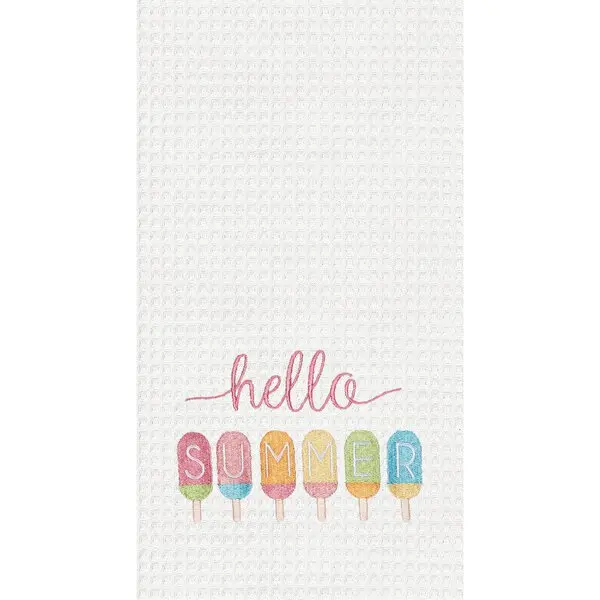 C&F HOME Hello Summer Popsicle Kitchen Waffle Handtowel - Pink