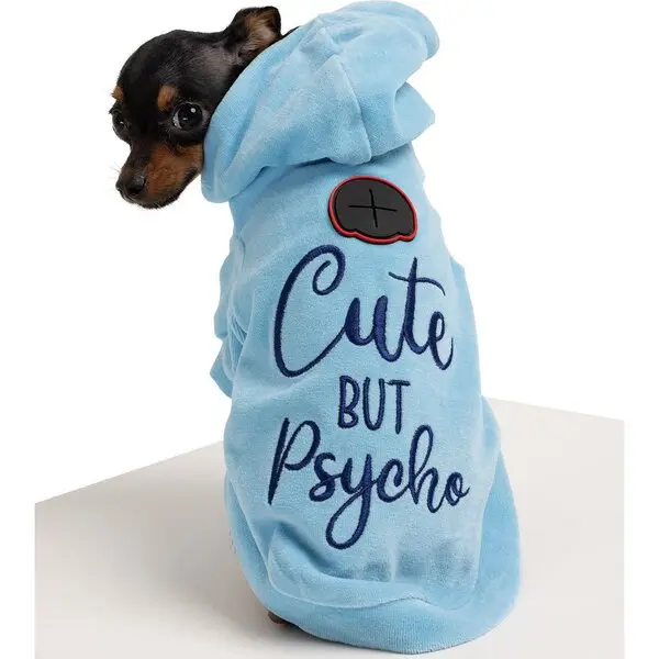 MOSHIQA Cute But Psycho Dog Hoodie - Blue
